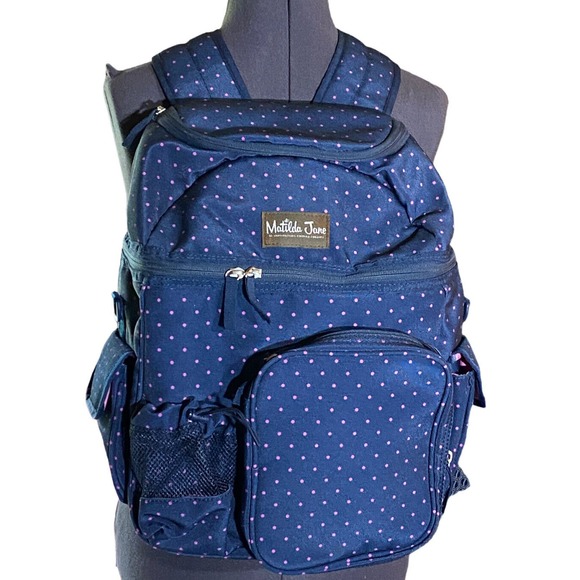 Matilda Jane | Bags | Matilda Jane Brilliant Daydream Navy Pink Dots ...